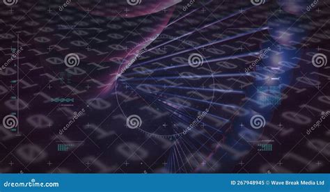 composition of dna strand over binary coding data processing stock