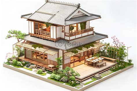일본 건축 모델 일러스트 무료 다운로드 Lovepik