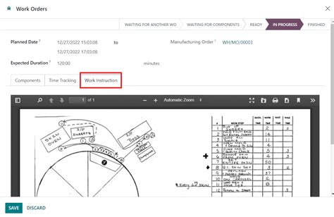 Work Orders In Odoo 16 Manufacturing Odoo V16 Enterprise Edition Book