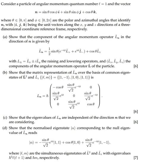 Solved Consider A Particle Of Angular Momentum Quantum Chegg