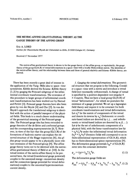 Pdf The Metric Affine Gravitational Theory As The Gauge Theory Of The Affine Group