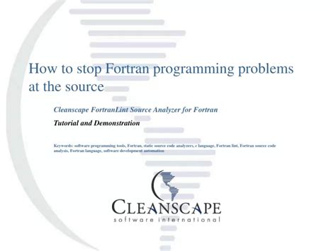 Ppt How To Stop Fortran Programming Problems At The Source Powerpoint