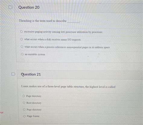 Solved Thrashing Is The Term Used To Describe Excessive