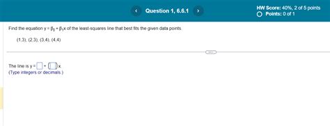 Solved Find The Equation Y β0 β1x Of The Least Squares Line