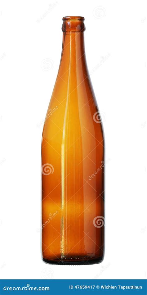 Taper Neck Brown Glass Bottle Isolated On White Background Stock Image