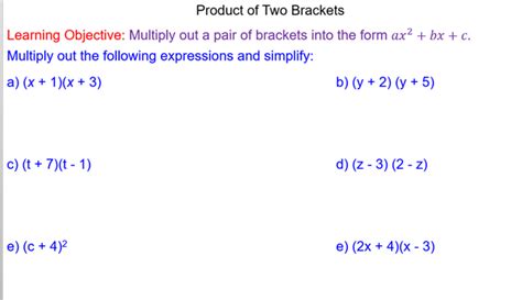 Expanding Quadratics