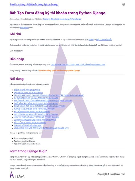 howkteam vn tạo form đăng ký tài khoản trong python django pdf