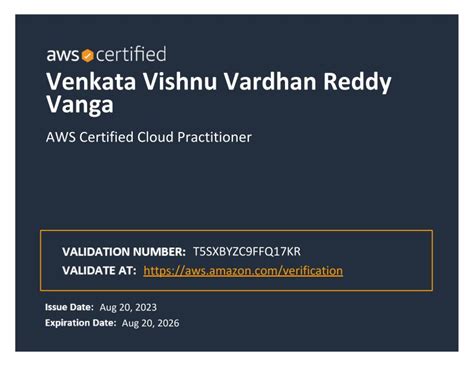 passed clf c01 exam with aws knowledge vishnu vardhan reddy vanga