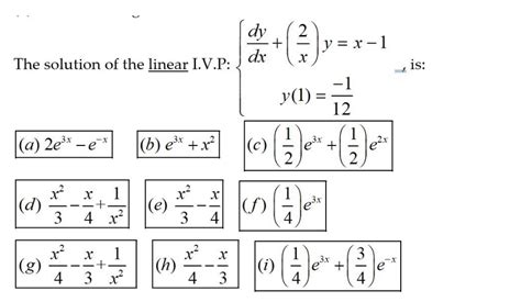Solved The Solution Of The Linear I V P Chegg
