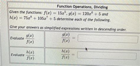 solved function operations dividing given the functions