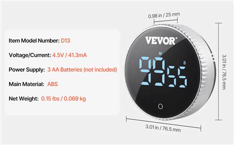 VEVOR Digital Kitchen Timer Magnetic Countdown Countup Timer Large