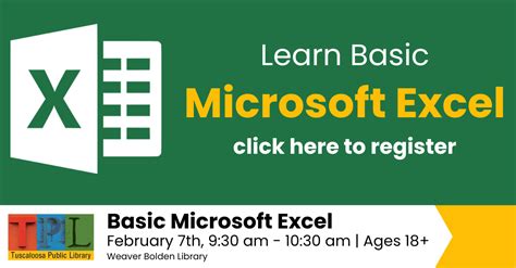 Basic Microsoft Excel 02072024 Tuscaloosa Public Library