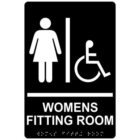 ADA Womens Fitting Room With Symbol Braille Sign RRE 19942 WHTonBLK