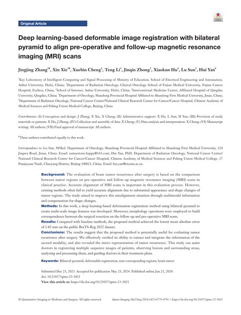 Pdf Deep Learning Based Deformable Image Registration With Bilateral Pyramid To Align Pre