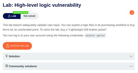 lab high level logic vulnerability 4 apprentice by dinnuhoni
