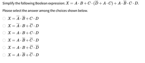 Solved Simplify The Following Boolean Expression