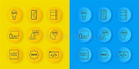 Set Line Ui Or Ux Design Monitor And Mobile Front End Development Sketchbook Album And Web