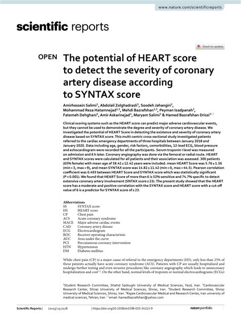 Pdf The Potential Of Heart Score To Detect The Severity Of Coronary