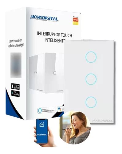 Kit 6x Interruptor Inteligente Wifi 3 Botões Trouch Branco