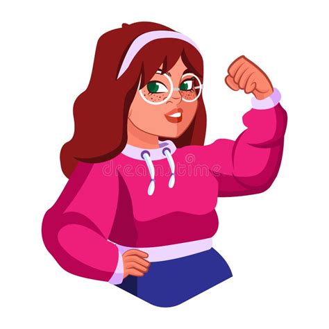 Vector Cartoon Cute Strong Female Character Isolated Stock Vector