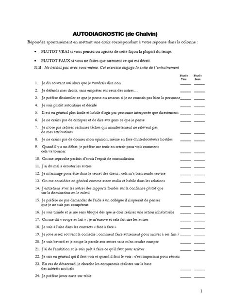 Test Dassertivité De Gordon Pdf