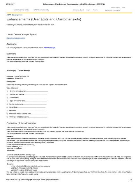 enhancements user exits and customer exits pdf menu computing