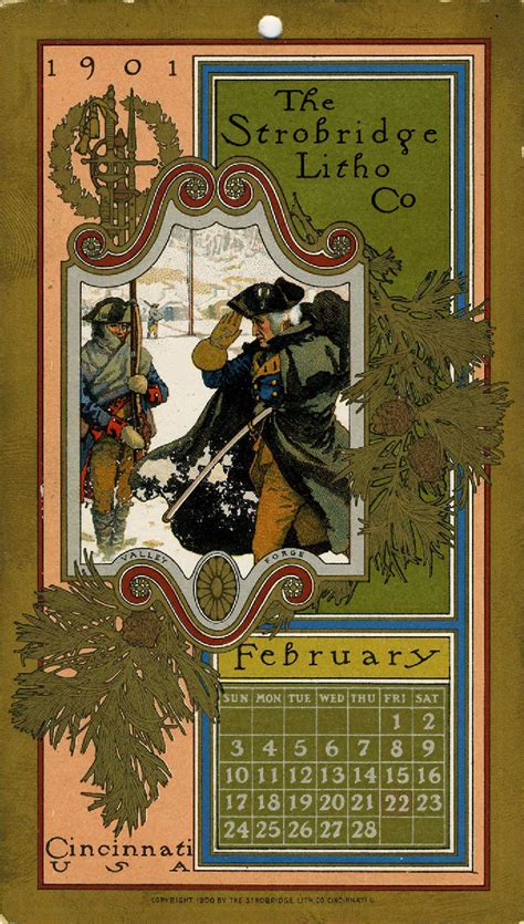 Strobridge Litho Co February 1901 In 2024 Vintage Calendar Art Nouveau Illustration
