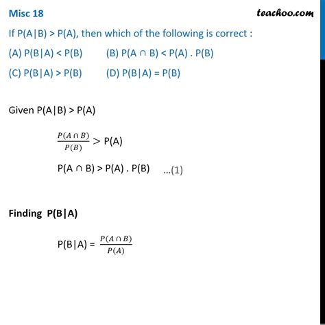 Misc If P A B P A Which Is Correct NCERT Conditional Pro