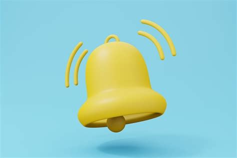 연한 파란색 배경에 노란색 알림 벨의 생생한 3d 렌더링 경고 미리 알림 공지 사항 및 참여를 나타냅니다 깨끗하고 현대적이며 시선을 사로잡습니다 0명에 대한 스톡 사진 및