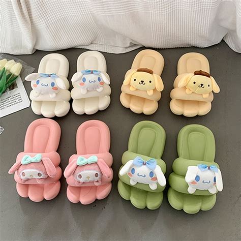 귀여운 산리오 애니메이션 시나모롤 마이 멜로디 귀여운 만화 두꺼운 밑창 슬리퍼 여성 샌들 슬리퍼 생일 선물 여름 신상