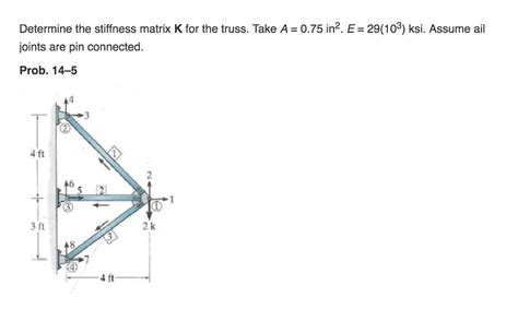 Solved Determine The Stiffness Matrix K For The Truss Take