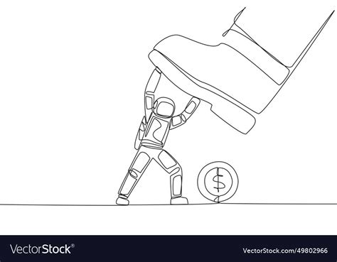 Single Continuous Line Drawing Astronaut Holds Vector Image