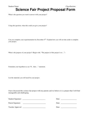 Science Fair Proposal Fill And Sign Printable Template Online
