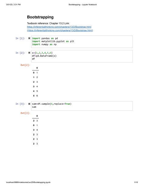 Bootstrapping Jupyter Notebook Bootstrapping Textbook Reference