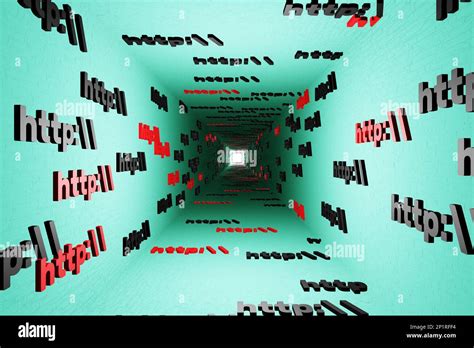 Symbol Sign In Cyan Tunnel Background 3d Render Hypertext Transfer Protocol Secure Web 3