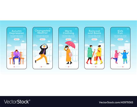 Autumn Rainy Weather Onboarding Mobile App Screen Vector Image