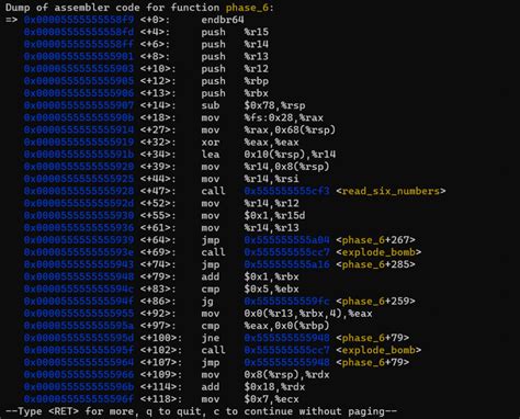 Solved Binary Bomb Lab Phase 6 I Cannot Figure It Out