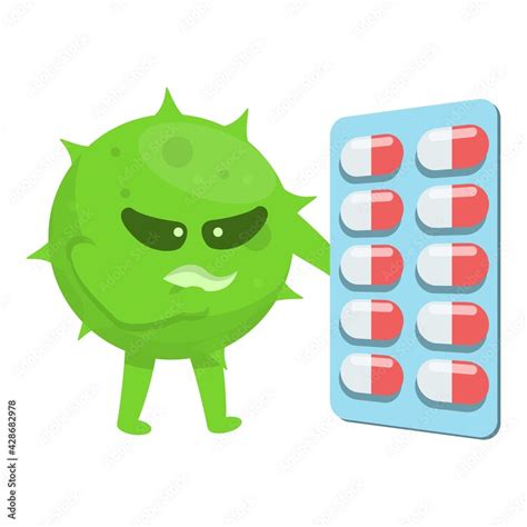 Bacteria And Its Antimicrobial Resistance Caricature Vector Clip Art