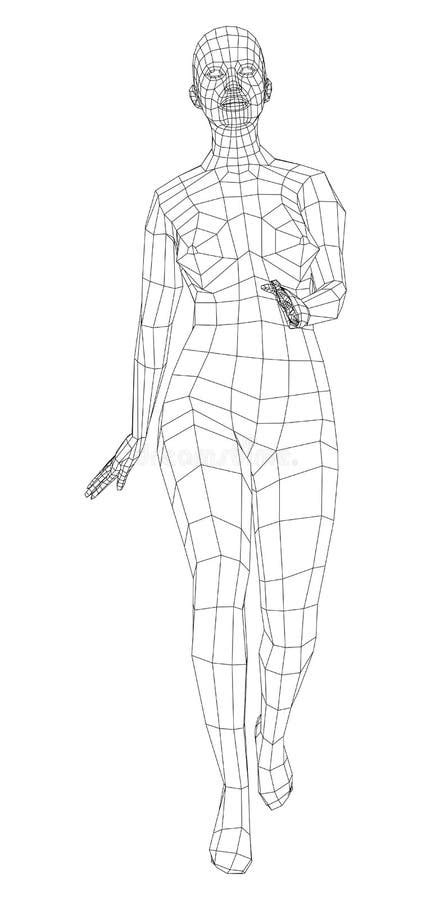 Wireframe Walking Woman Vector Stock Vector Illustration Of Sketch Isolated 210845740