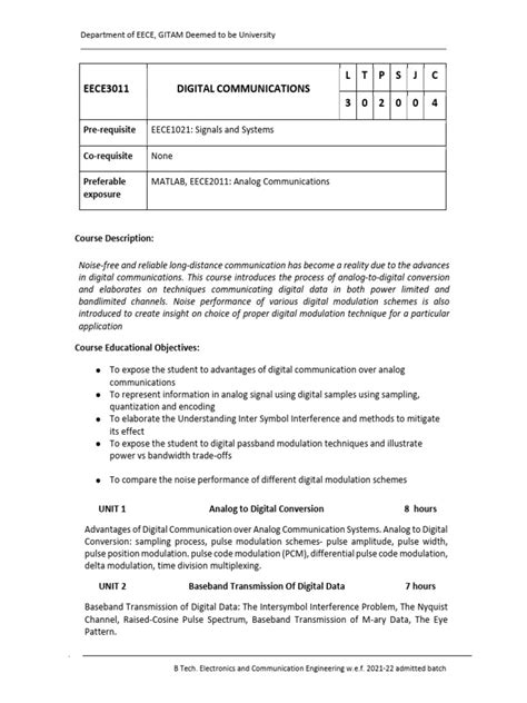 5 Syllabus Copy Eece3011p Pdf Modulation Orthogonal Frequency Division Multiplexing