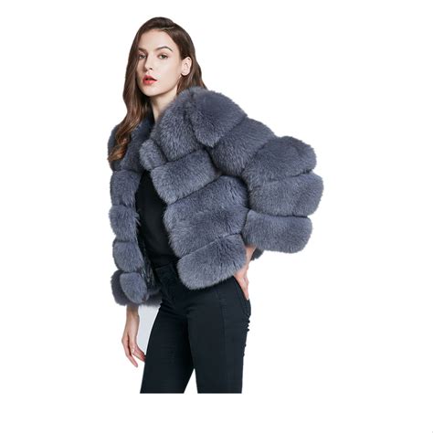 진짜 모피 코트 여우 모피 소녀 겨울 자연 모피 재킷 블루 여우 모피 코트 실버 모피 짧은 재킷 푸 모피