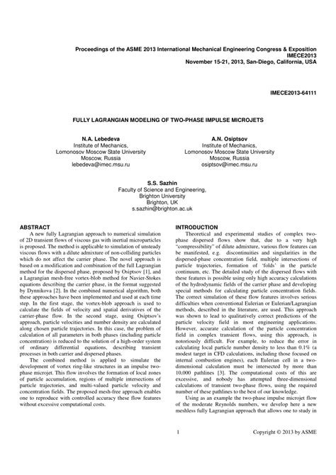 Pdf Fully Lagrangian Modeling Of Two Phase Impulse Microjets