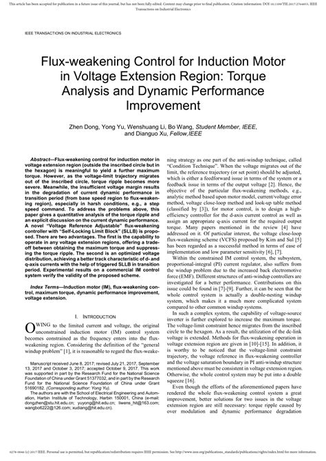 Pdf Flux Weakening Control For Induction Motor In Voltage Extension
