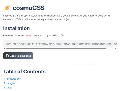 Modern Classless Css Framework Cosmocss Css Script