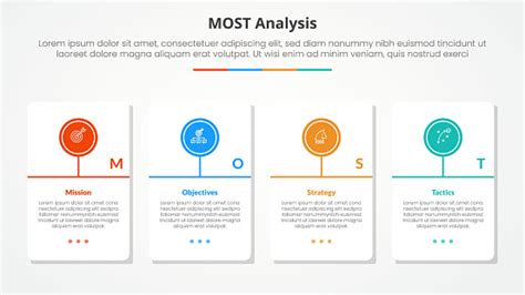 Most 분석 인포그래픽 개념 슬라이드 프레젠테이션 큰 테이블 컨테이너와 원 선 타임라인 모델 플랫 스타일의 4포인트 목록 개념에 대한 스톡 벡터 아트 및 기타 이미지