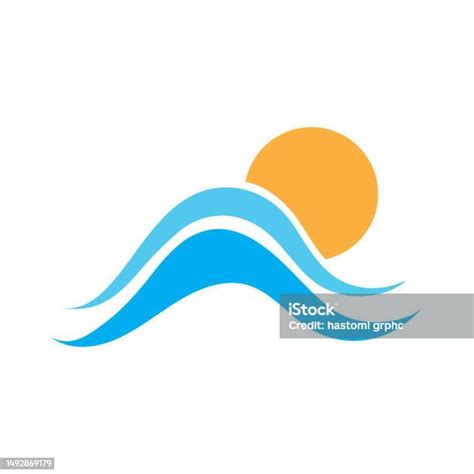 태양과 바다 파도 로고 해변 파도 미니멀하고 단순한 현대적인 개념 평면 색상 디자인 템플릿 일러스트레이션 벡터 0명에 대한 스톡 벡터 아트 및 기타 이미지 Istock