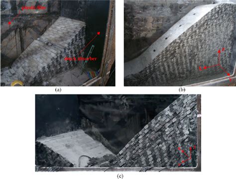 the construction of the model slope a the top view of the model