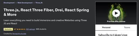 udemy three js react three fiber drei react spring and more