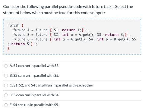 Solved Consider The Following Parallel Pseudo Code With
