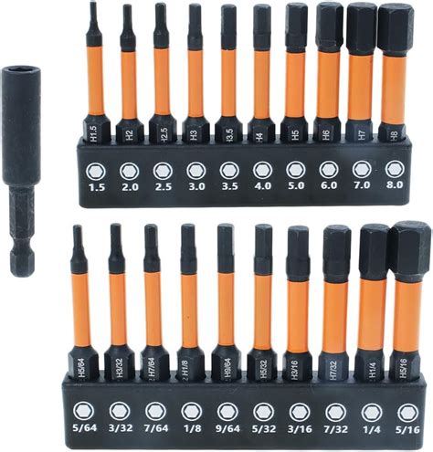 Autotoolhome 21pcs Hex Head Allen Wrench Drill Bit Set Metric And Sae